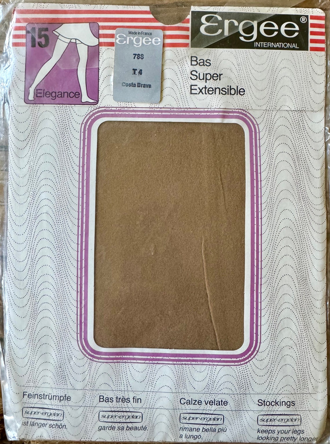 Bas Nylon Vintage Flesh RHT Stockings Garter Belt Ergee Reinforced Sole ...