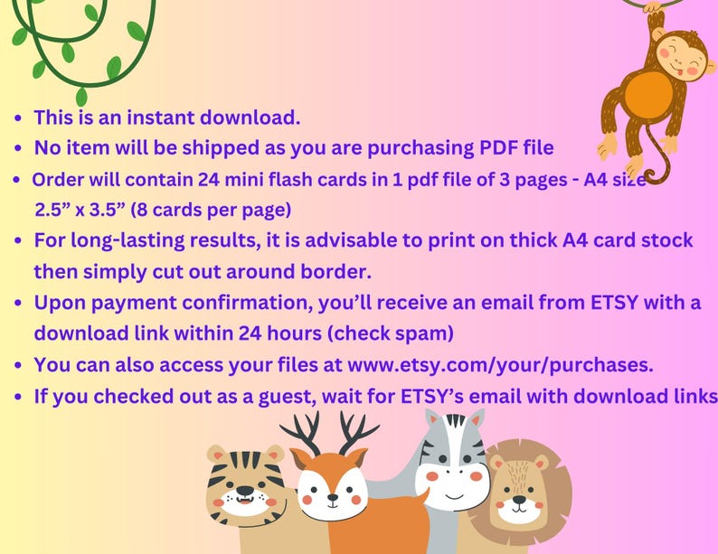 Animal Printable Flash Cards With English and Hindi Names for ...