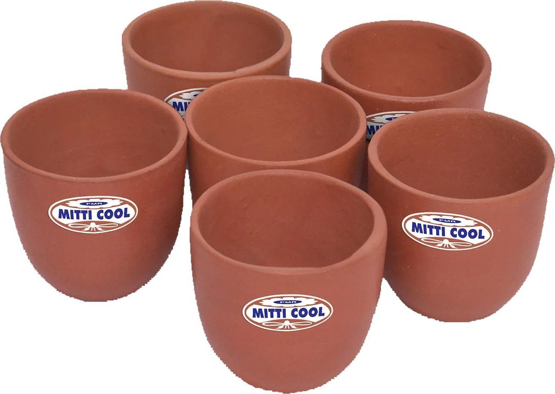 MITTI COOL Exclusive Unglazed Handmade Clay Glass Kullad Set of 6 ...