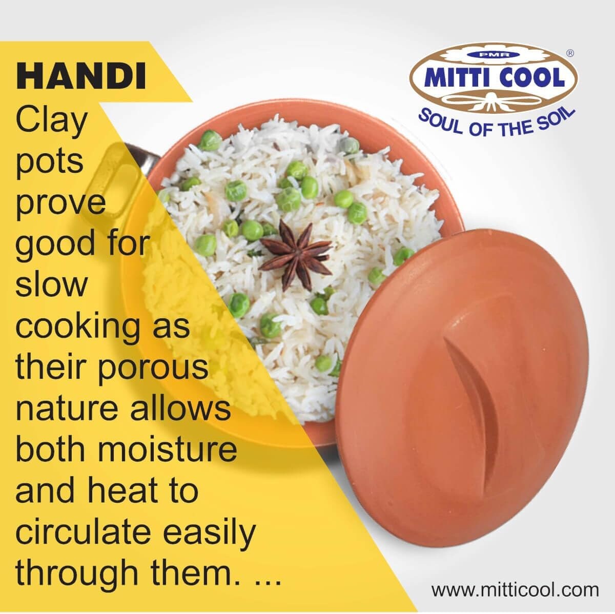MITTI COOL Indian Clay Kadai/mud Kadai/clay Handi for Cooking W/ Lid ...