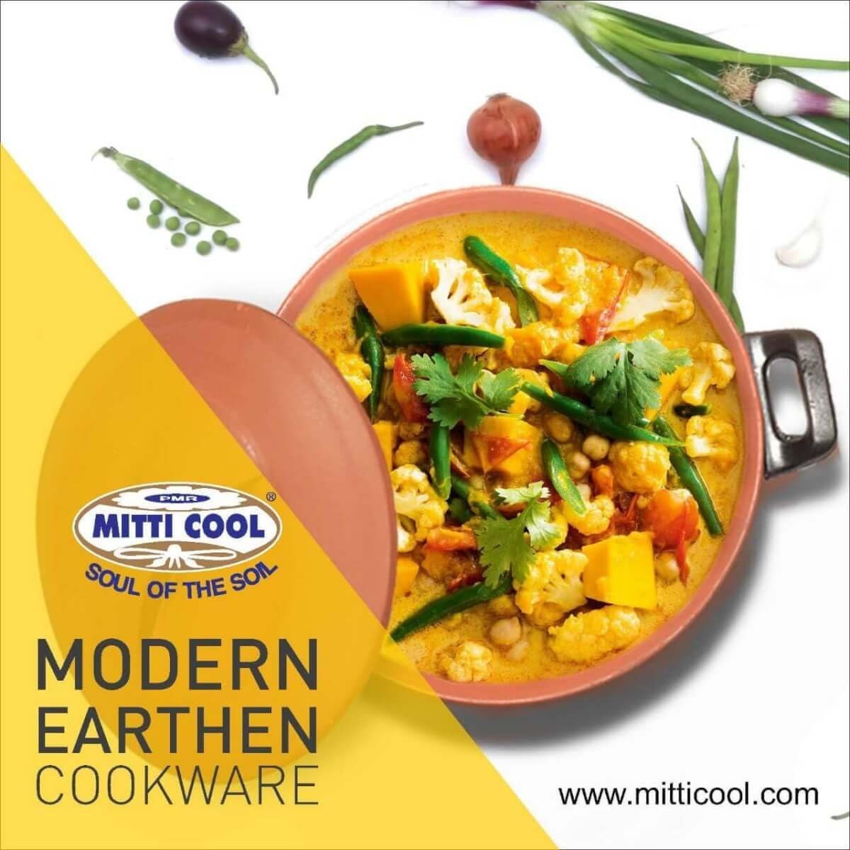 MITTI COOL Indian Clay Kadai/mud Kadai/clay Handi for Cooking W/ Lid ...