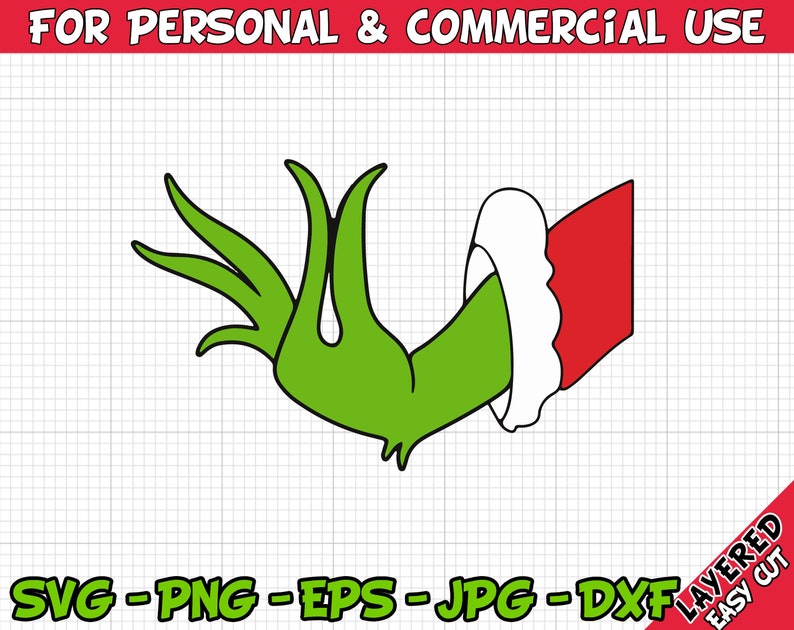 Grinch Hand Svg Cricut Vector Cut File Silhouette Digital - Etsy UK