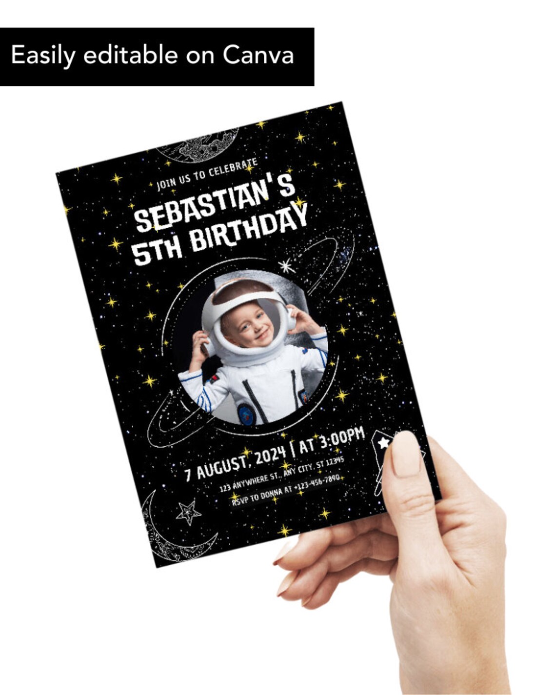 Galaxy Themed Party Invitation Kids Birthday, Minimal, Clean, Printable ...
