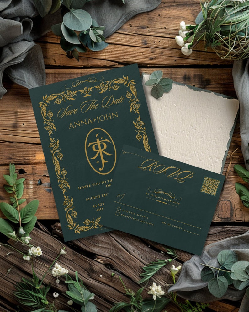 LOTR Wedding Invitation Template | Editable Printable (digital Download ...