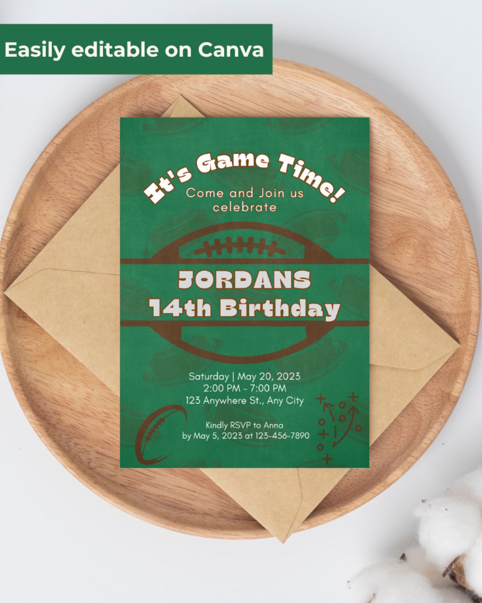 Minimal Football Themed Party Invitation Kids Birthday, Minimal, Clean ...