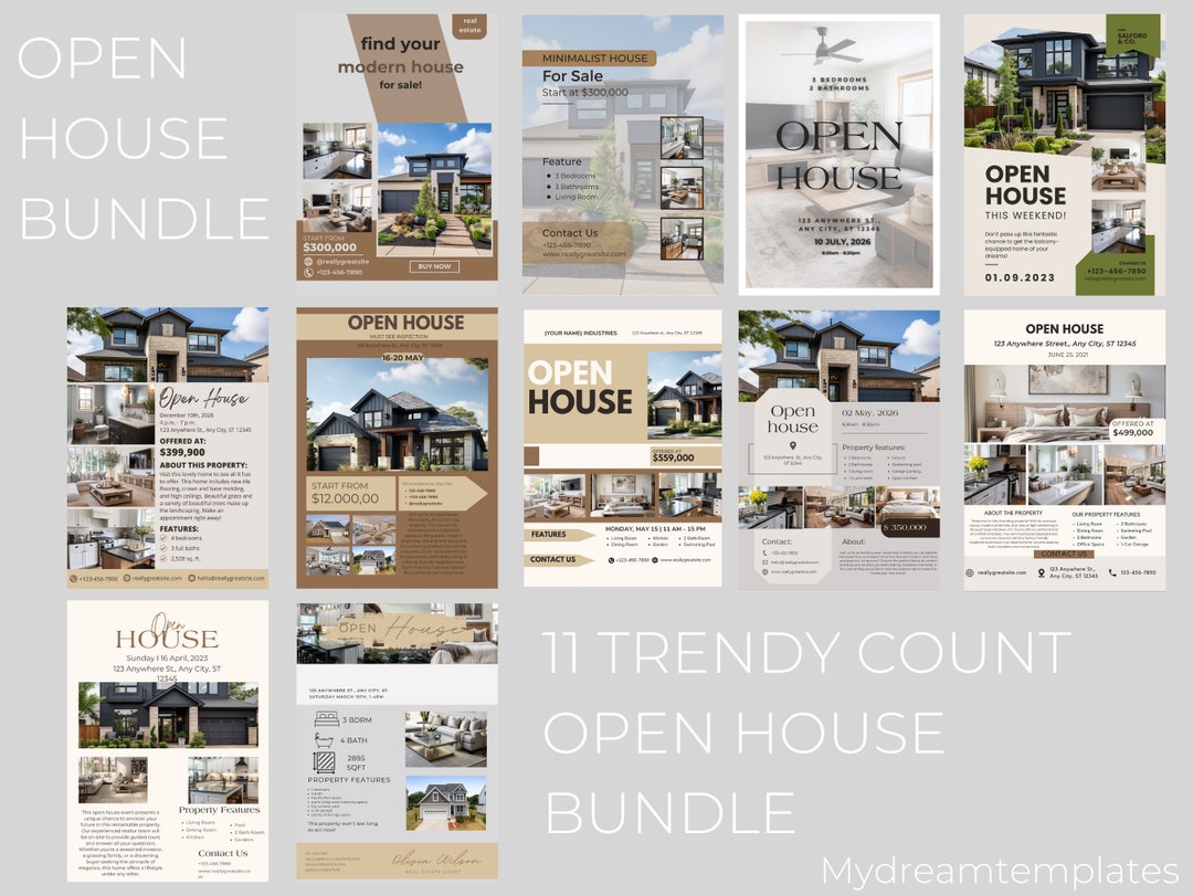 Open House Textable & Printable Bundle Template 11 Count Open House ...