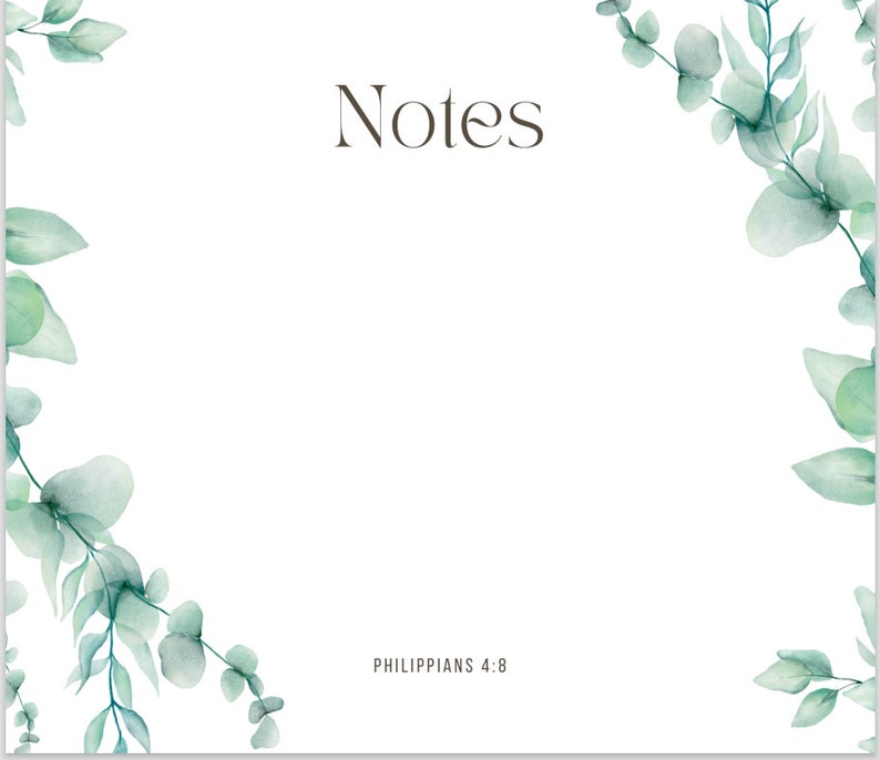 Printable Bible Verse Notes Church Notes Freehand Note Paper INSTANT ...