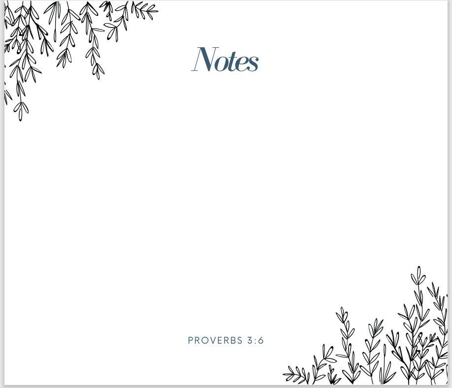 Printable Bible Verse Notes Church Notes Freehand Note Paper INSTANT ...