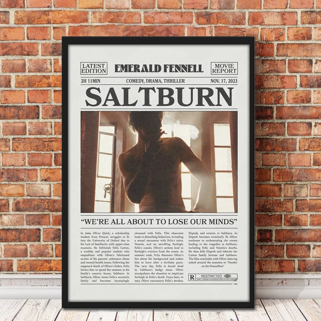 Saltburn Movie Poster 2023 Film, Saltburn Classic Movie Poster Print ...