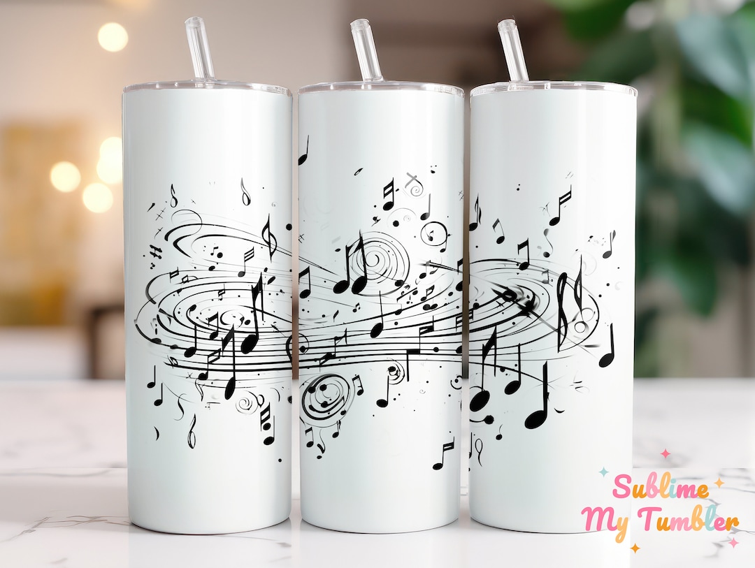 Notes and Scores Tumbler Wrap Music Notes 20oz Skinny Tumbler ...