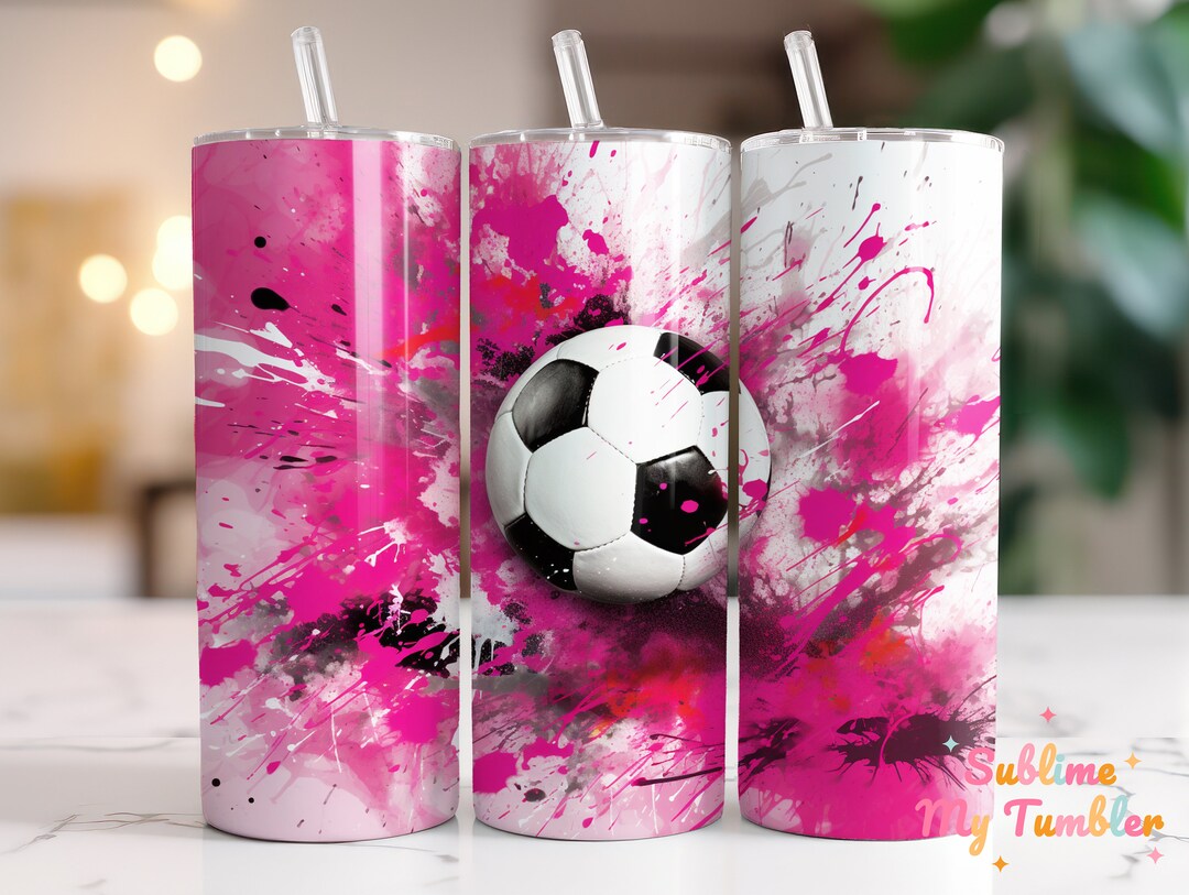 Soccer Tumbler Wrap Soccer Ball Pink Football 20oz Skinny Tumbler ...