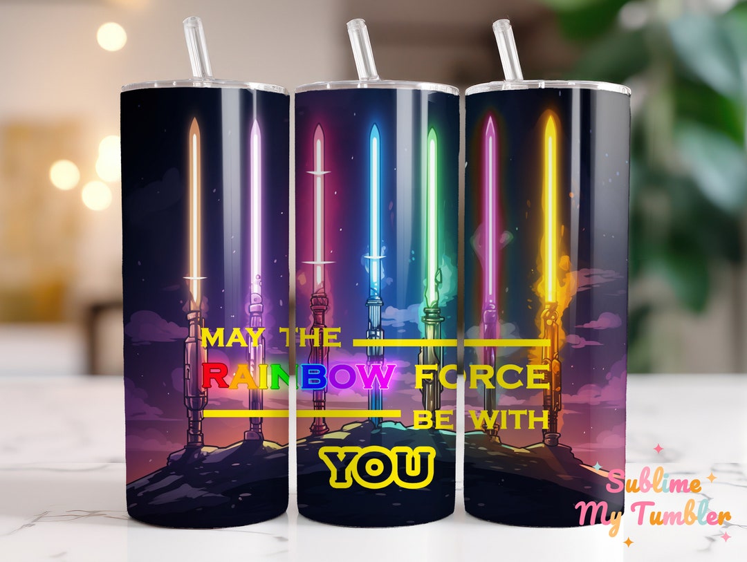 Rainbow Lightsabers Tumbler Wrap: 20oz Skinny Tumbler Sublimation Design (digital Download PNG ...