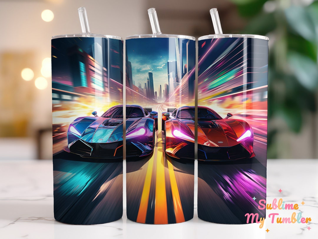 Racing Cars Tumbler Wrap Sports Car Racer Men 20oz Skinny Tumbler ...