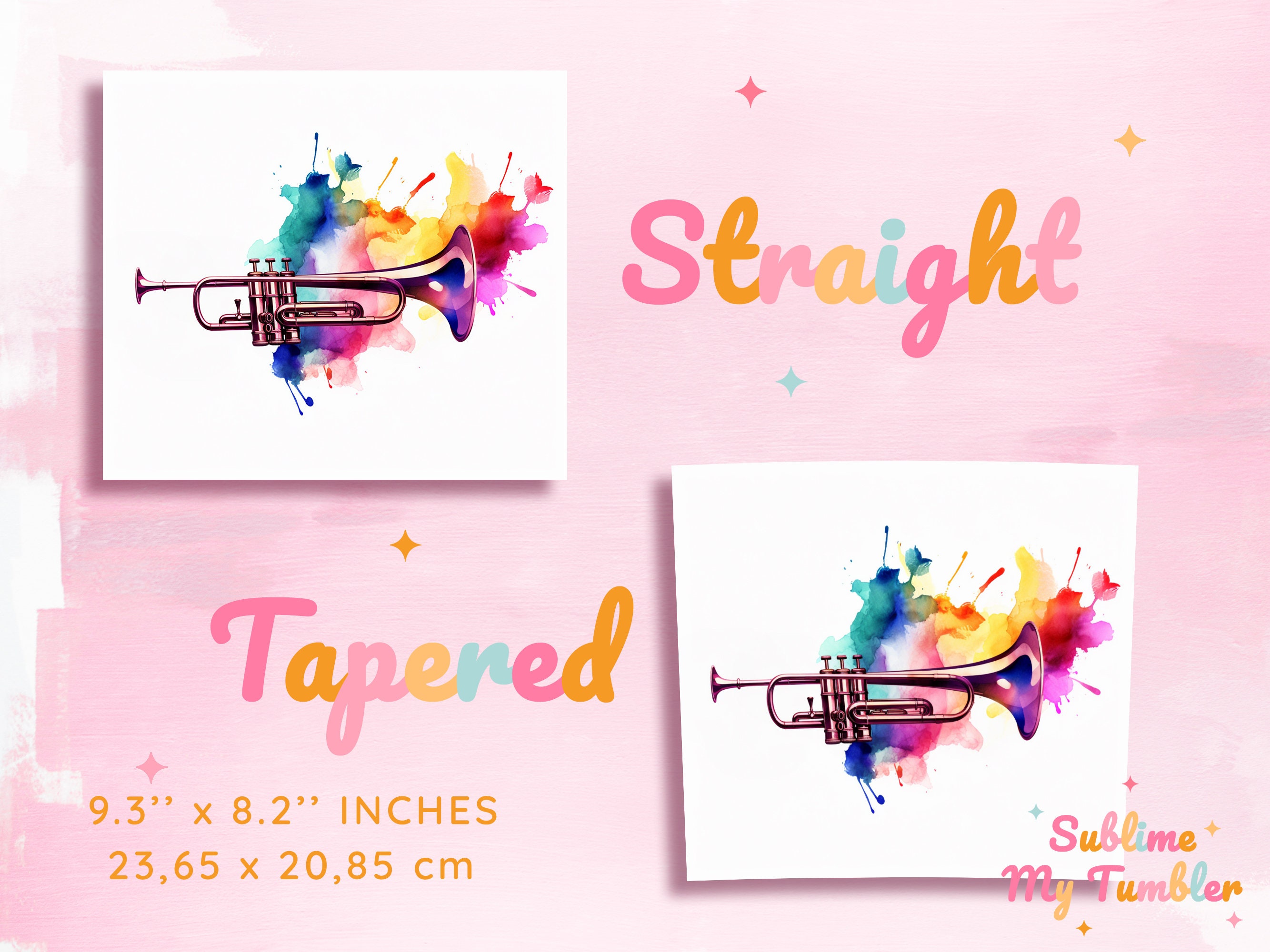 A Watercolor Trumpet Tumbler Wrap Trumpet 20oz Skinny Tumbler ...