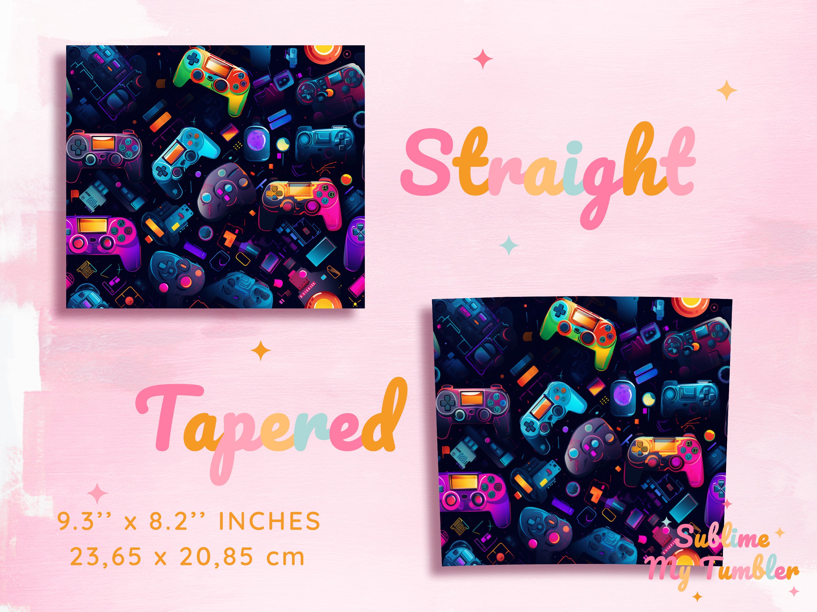 Gaming Controller Tumbler Wrap Video Games Pattern 20oz Skinny Tumbler ...