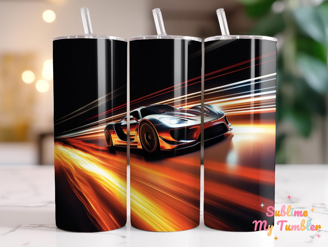 Fast Sports Car Tumbler Wrap: 20oz Skinny Tumbler Sublimation Design ...