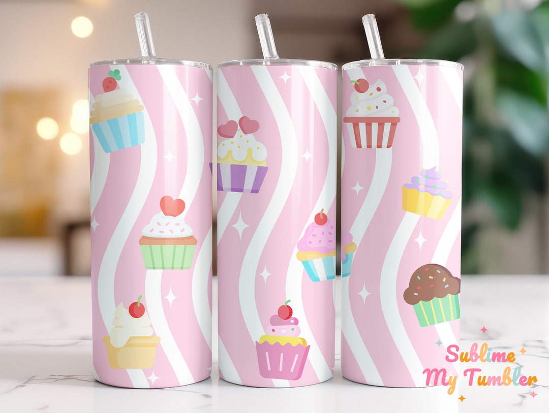 Cake Pastry Cupcake Tumbler Wrap: 20oz Skinny Tumbler Sublimation ...