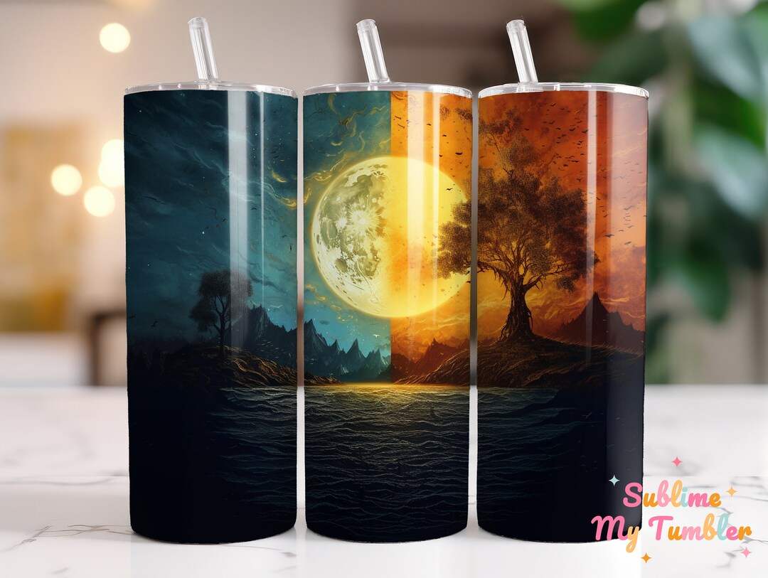 Sun and Moon Split in Half Tumbler Wrap Moon 20oz Skinny Tumbler ...
