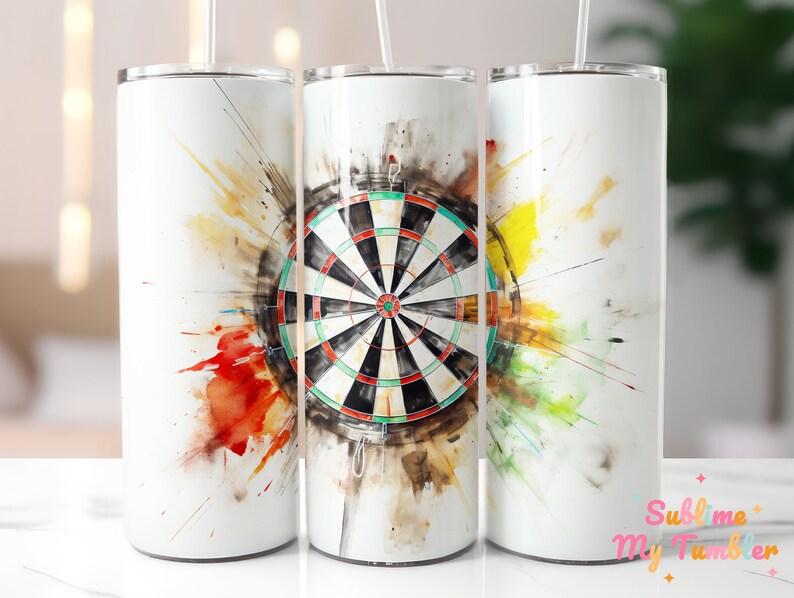 A Dart Target Tumbler Wrap Throwing Dart 20oz Skinny Tumbler Sublimation Design Straight And 