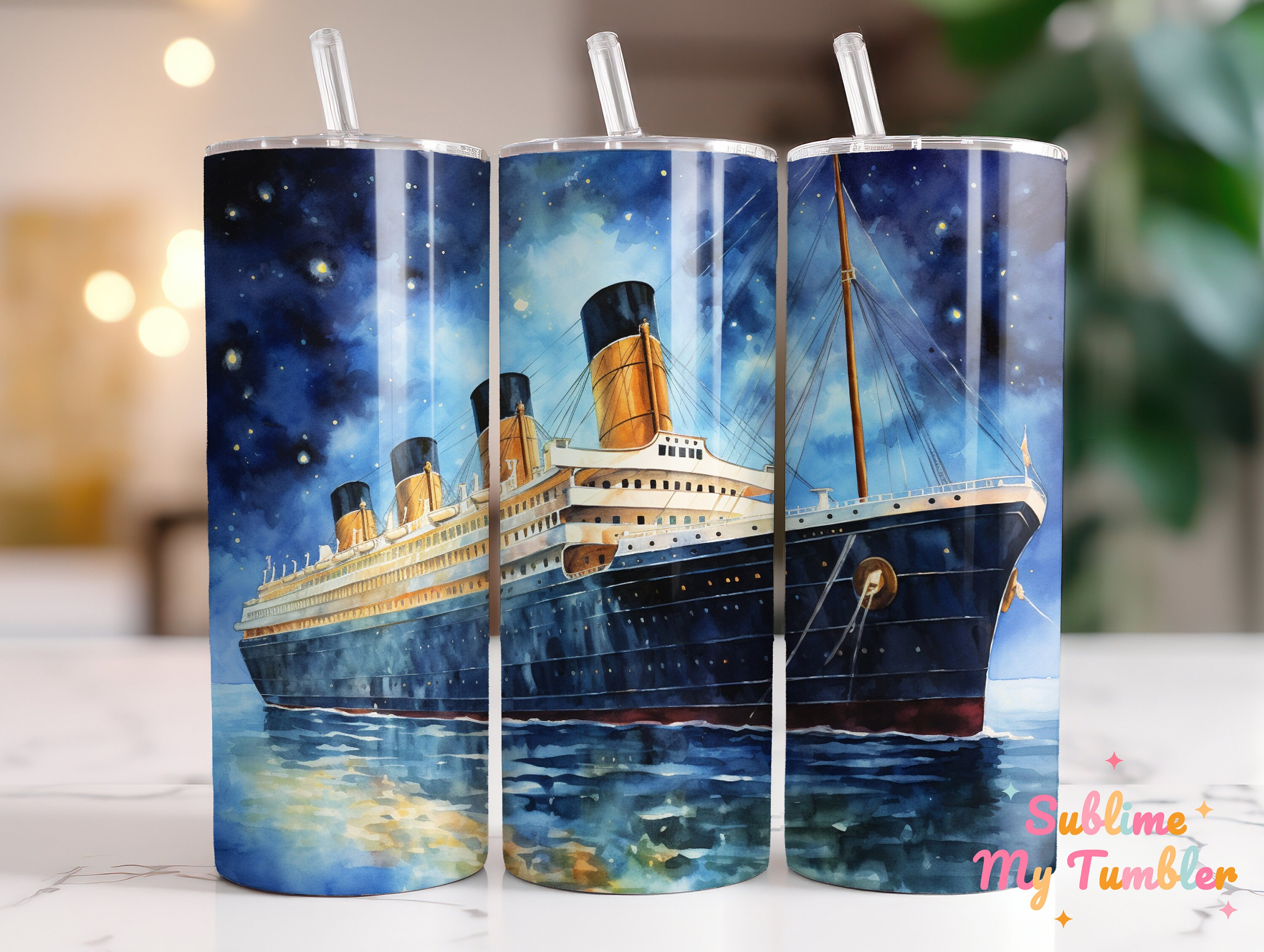 Titanic Tumbler Wrap, Ship Watercolor Tumbler, 20oz Skinny Tumbler ...