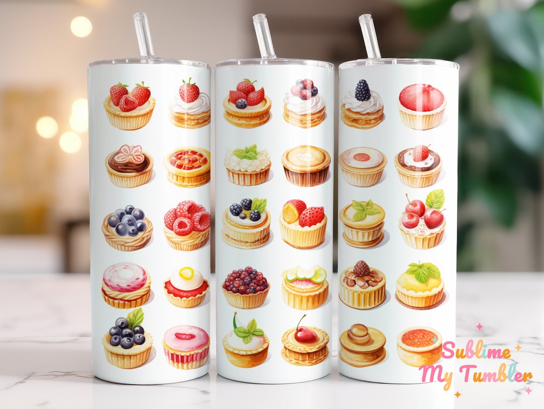 Cake Tumbler Wrap: Pastry 20oz Skinny Tumbler Sublimation Design ...
