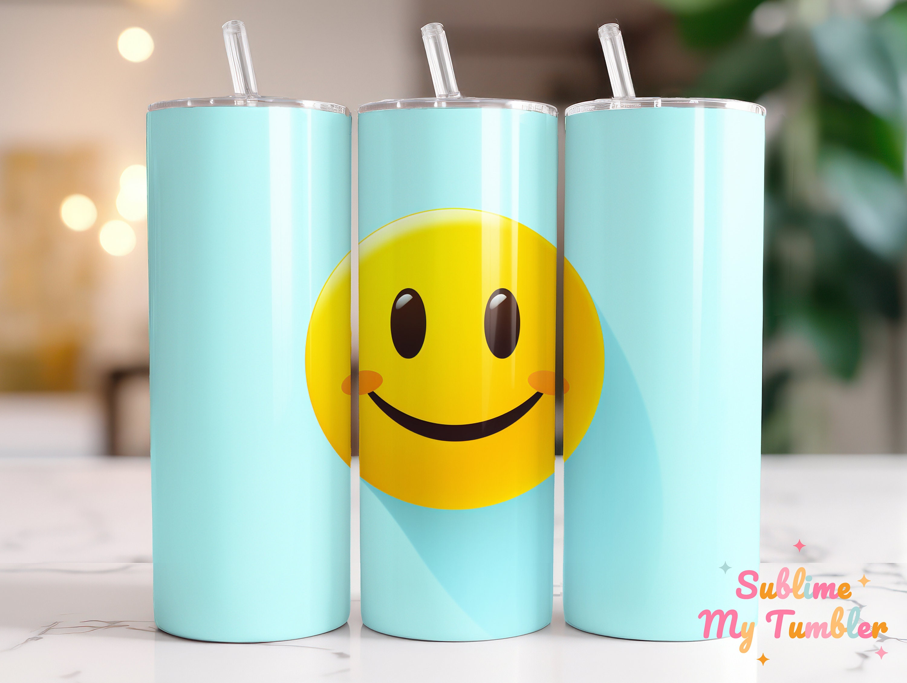 Happy Smiley Face Tumbler Wrap Smile Emoji Tumbler 20oz Skinny Tumbler ...