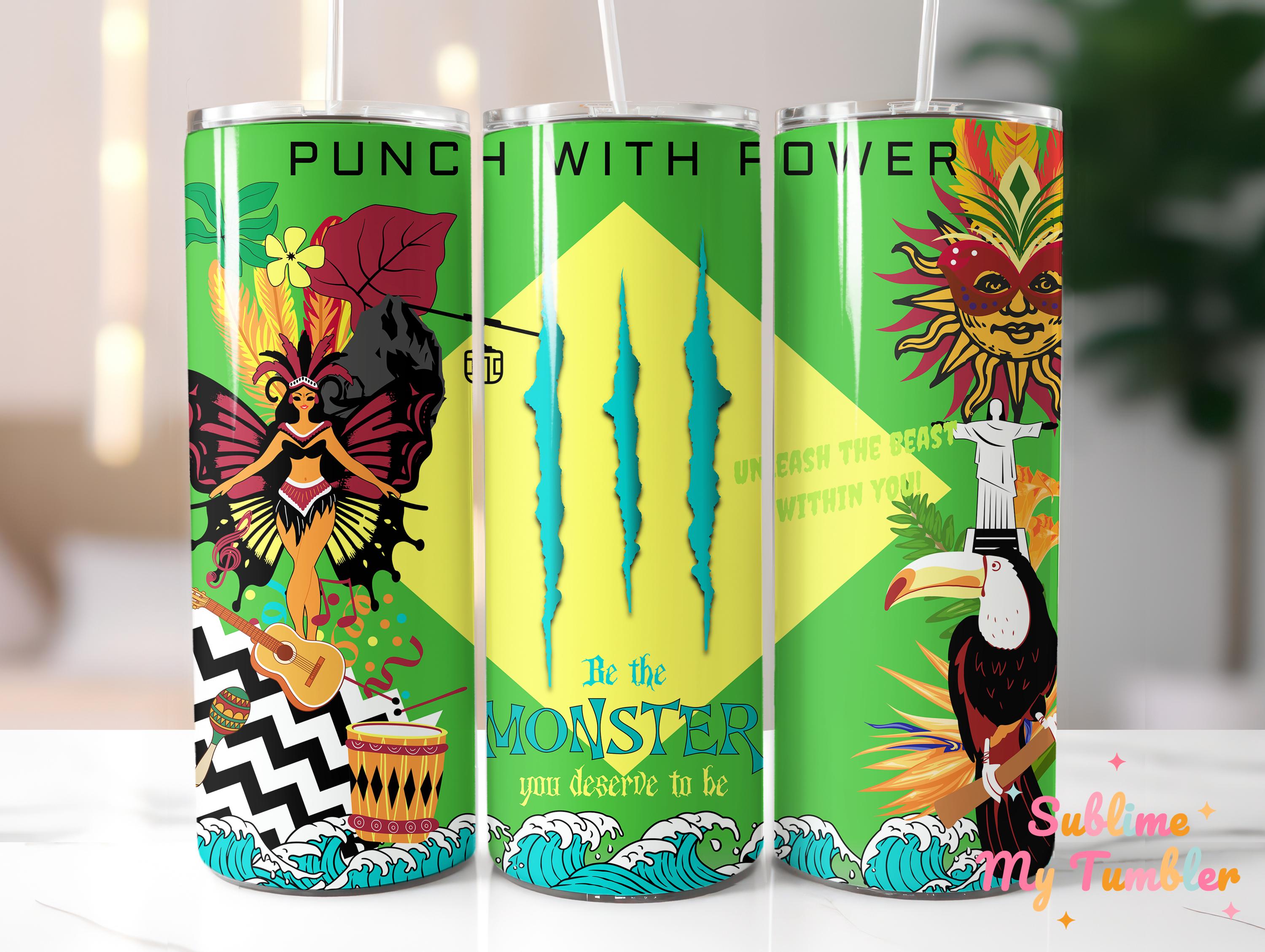 Punch Energy Drink Brazil Monster Tumbler Wrap: 20oz Skinny Tumbler ...
