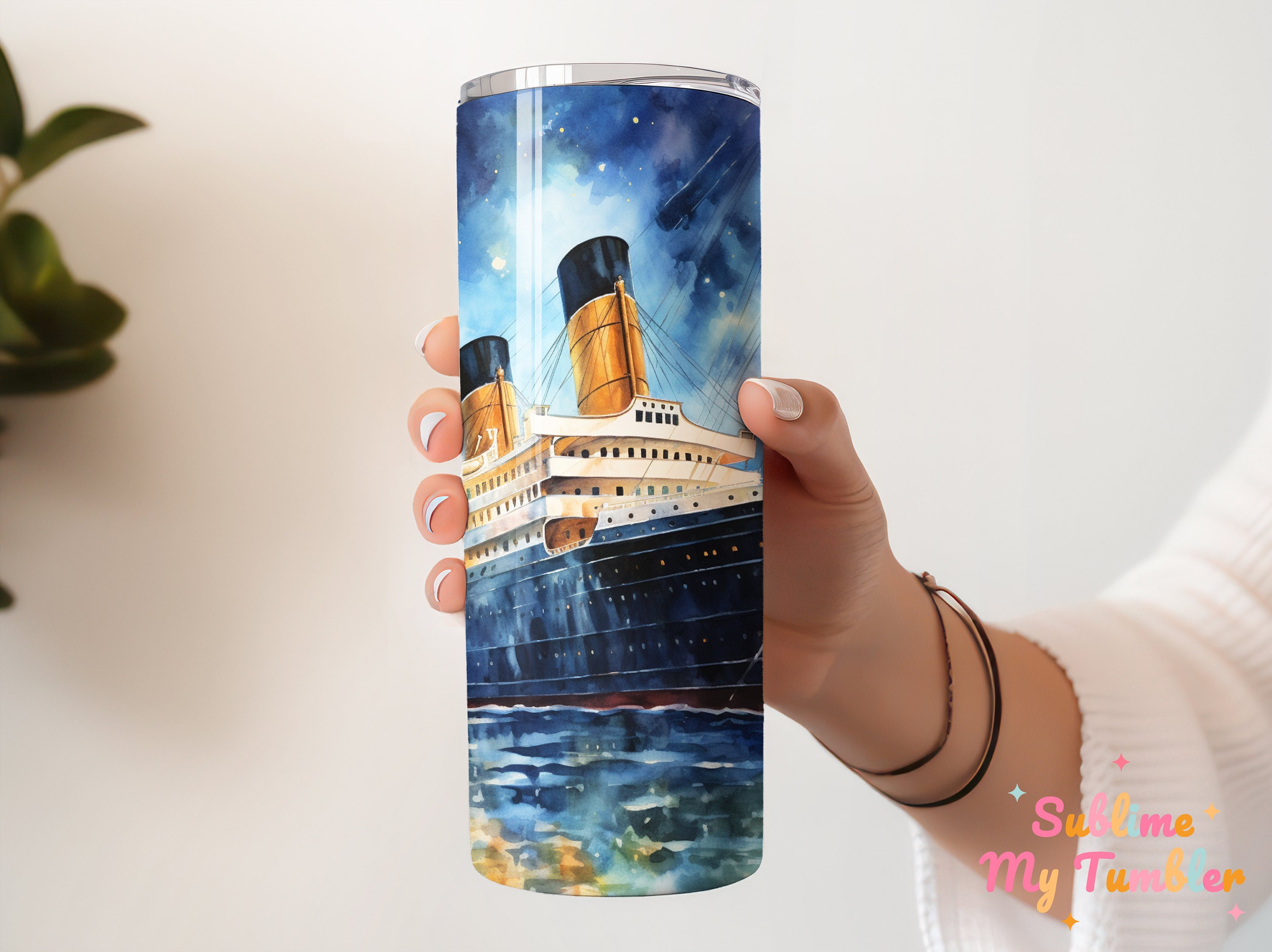Titanic Tumbler Wrap, Ship Watercolor Tumbler, 20oz Skinny Tumbler ...