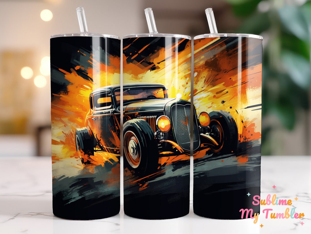 Hot Rod Tumbler Wrap Hot Rod Racing Car 20oz Skinny Tumbler Sublimation ...
