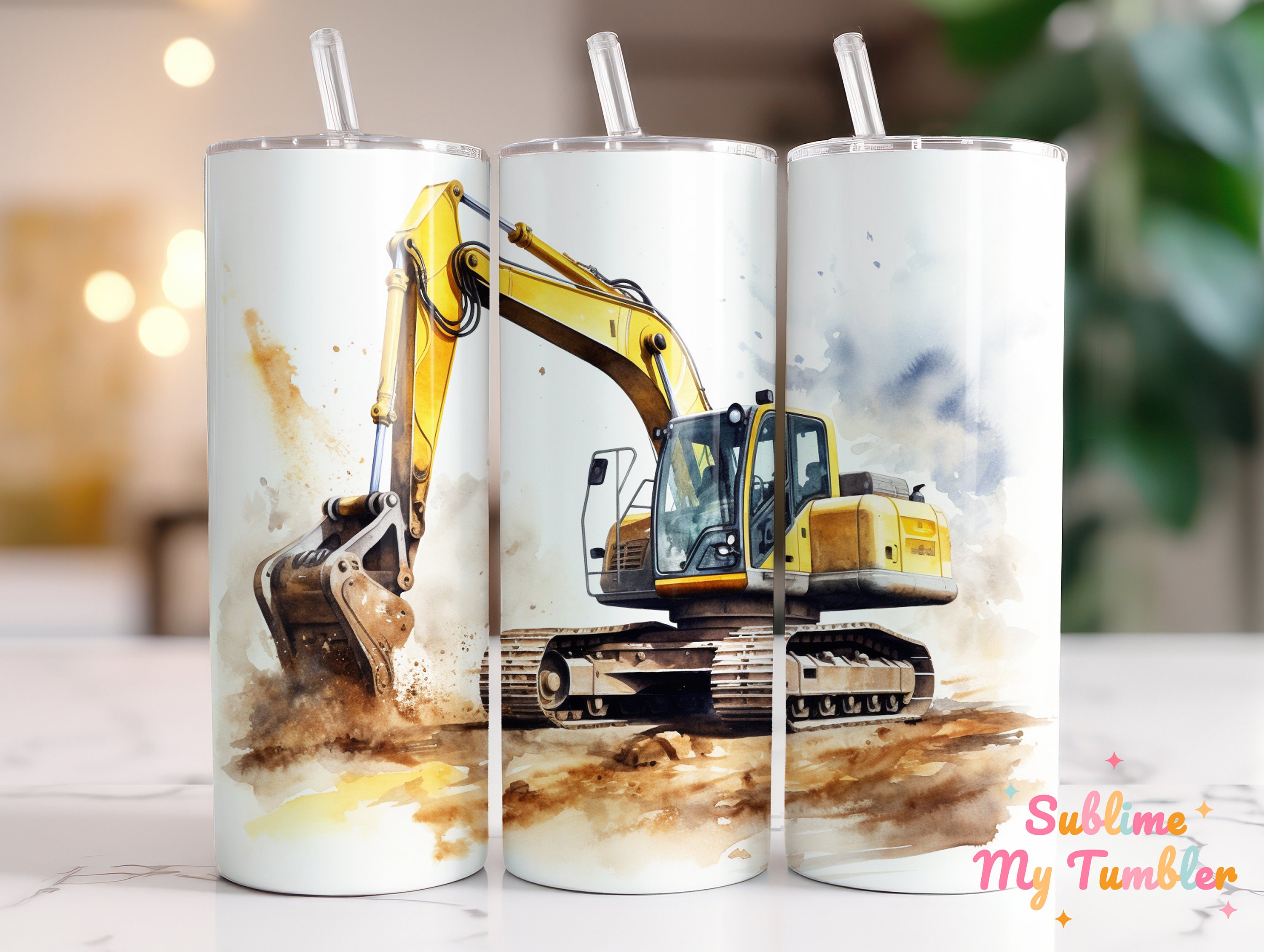 An Excavator Digging A Hole Tumbler Wrap 20oz Skinny Tumbler ...