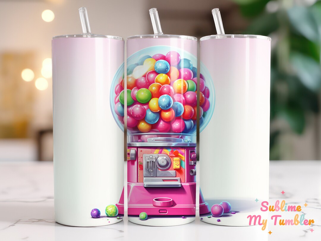Gum Ball Machine Tumbler Wrap Bubble Gum Candy 20oz Skinny Tumbler ...