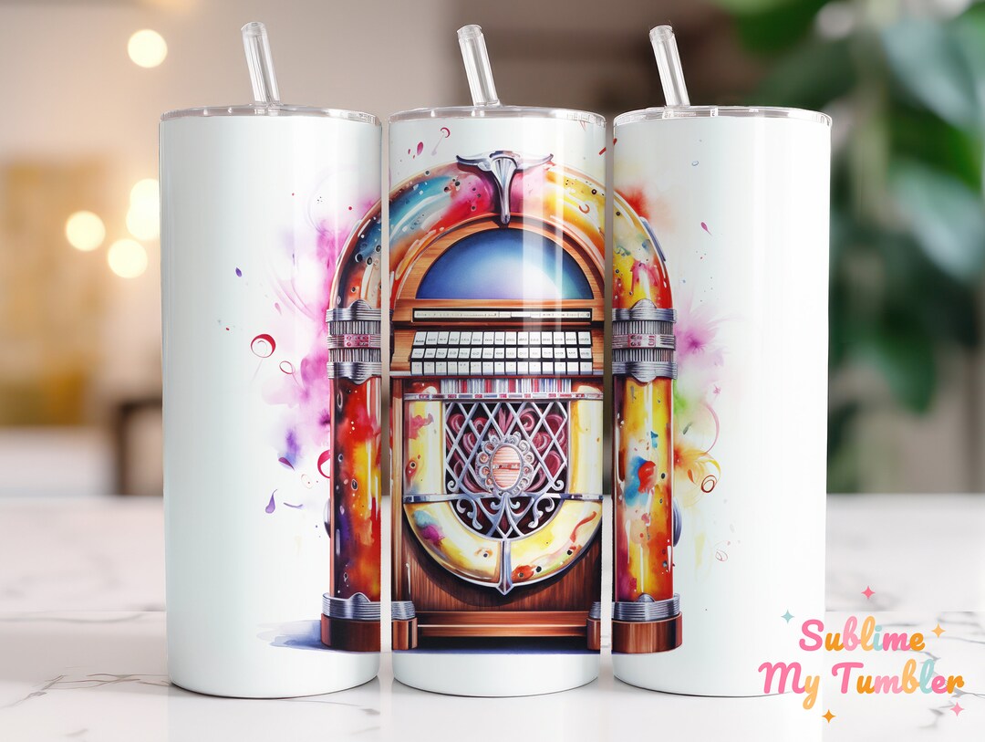 A Vintage Jukebox Tumbler Wrap: 20oz Skinny Tumbler Sublimation Design ...