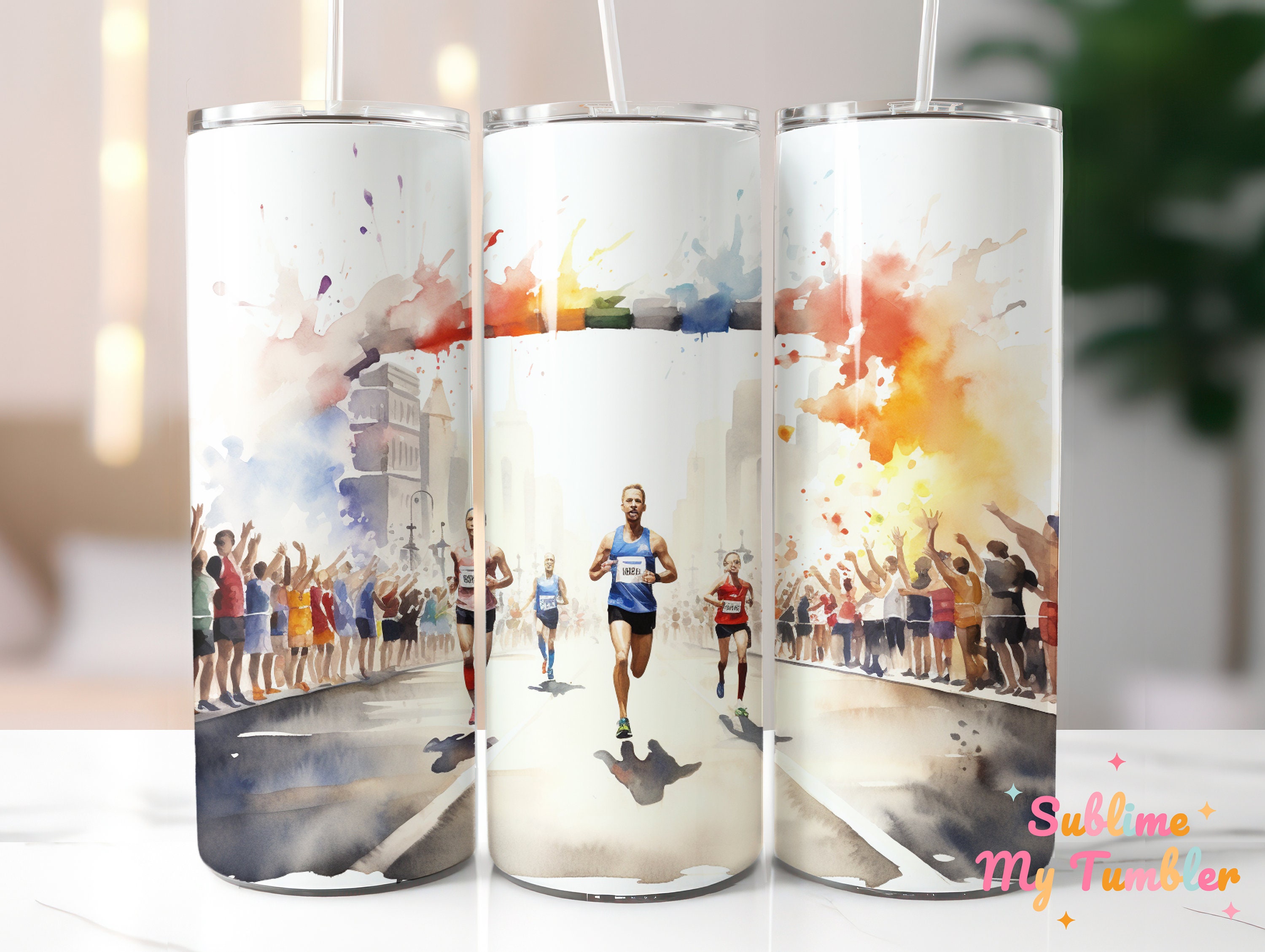Runners in A Marathon Tumbler Wrap Marathon 20oz Skinny Tumbler ...