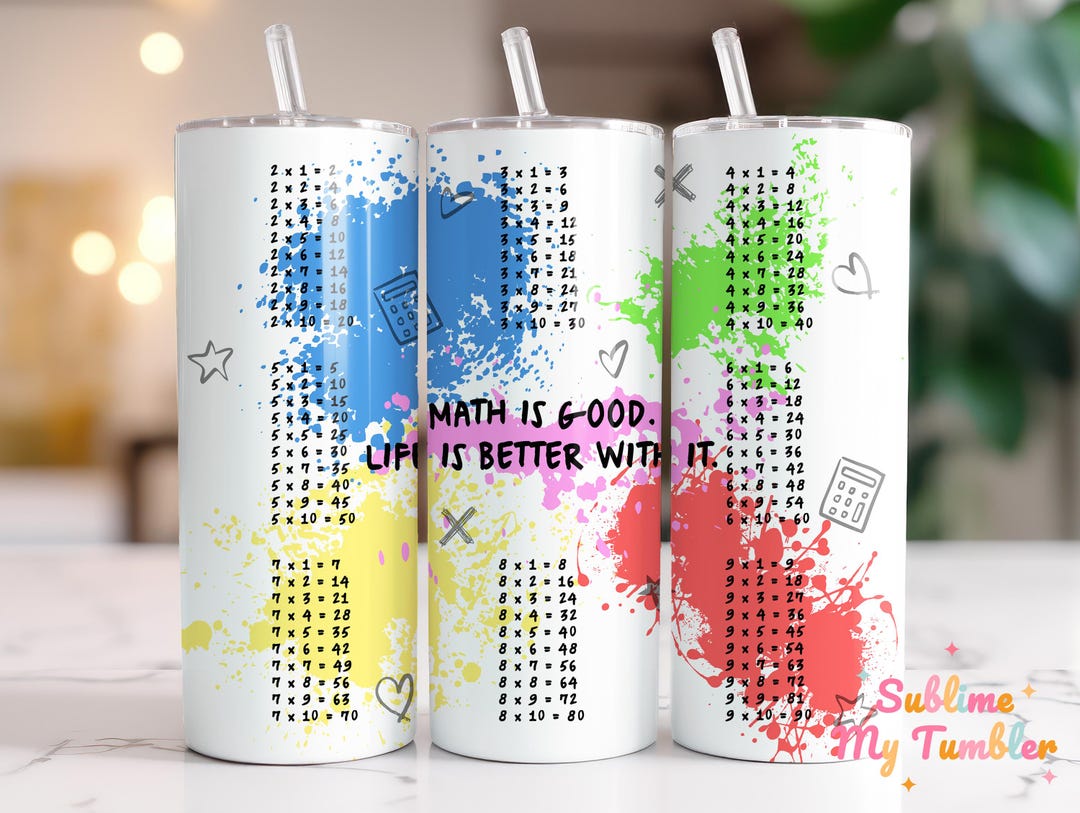Math School Mathematics Tumbler Wrap: 20oz Skinny Tumbler Sublimation ...