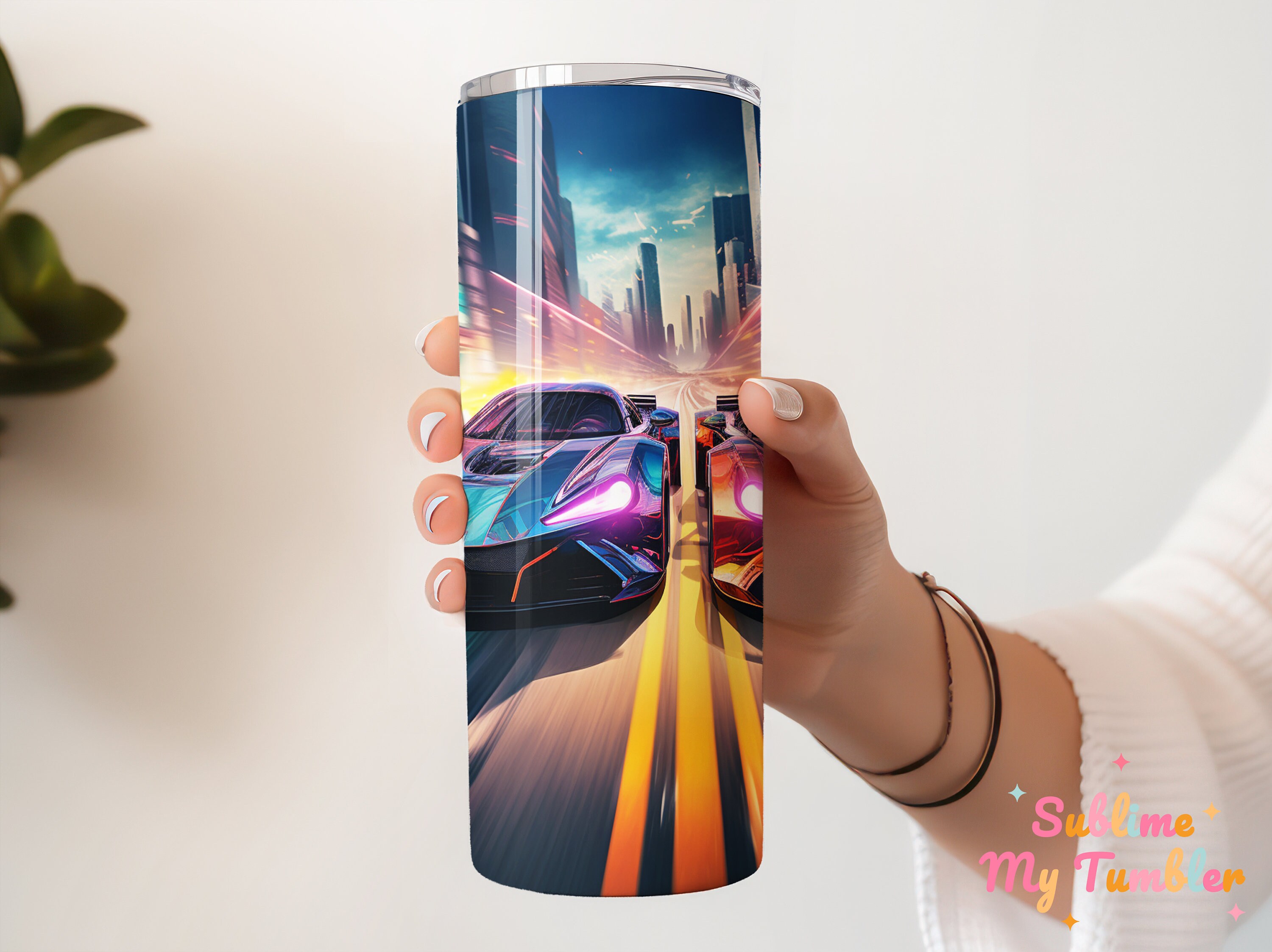 Racing Cars Tumbler Wrap Sports Car Racer Men 20oz Skinny Tumbler ...