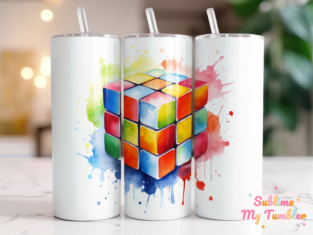 Colorful Cube Toy Tumbler Wrap: 20oz Skinny Tumbler Sublimation Design ...