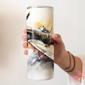 The Supermarine Spitfire Tumbler Wrap Warplane 20oz Skinny Tumbler Sublimation Design Straight ...