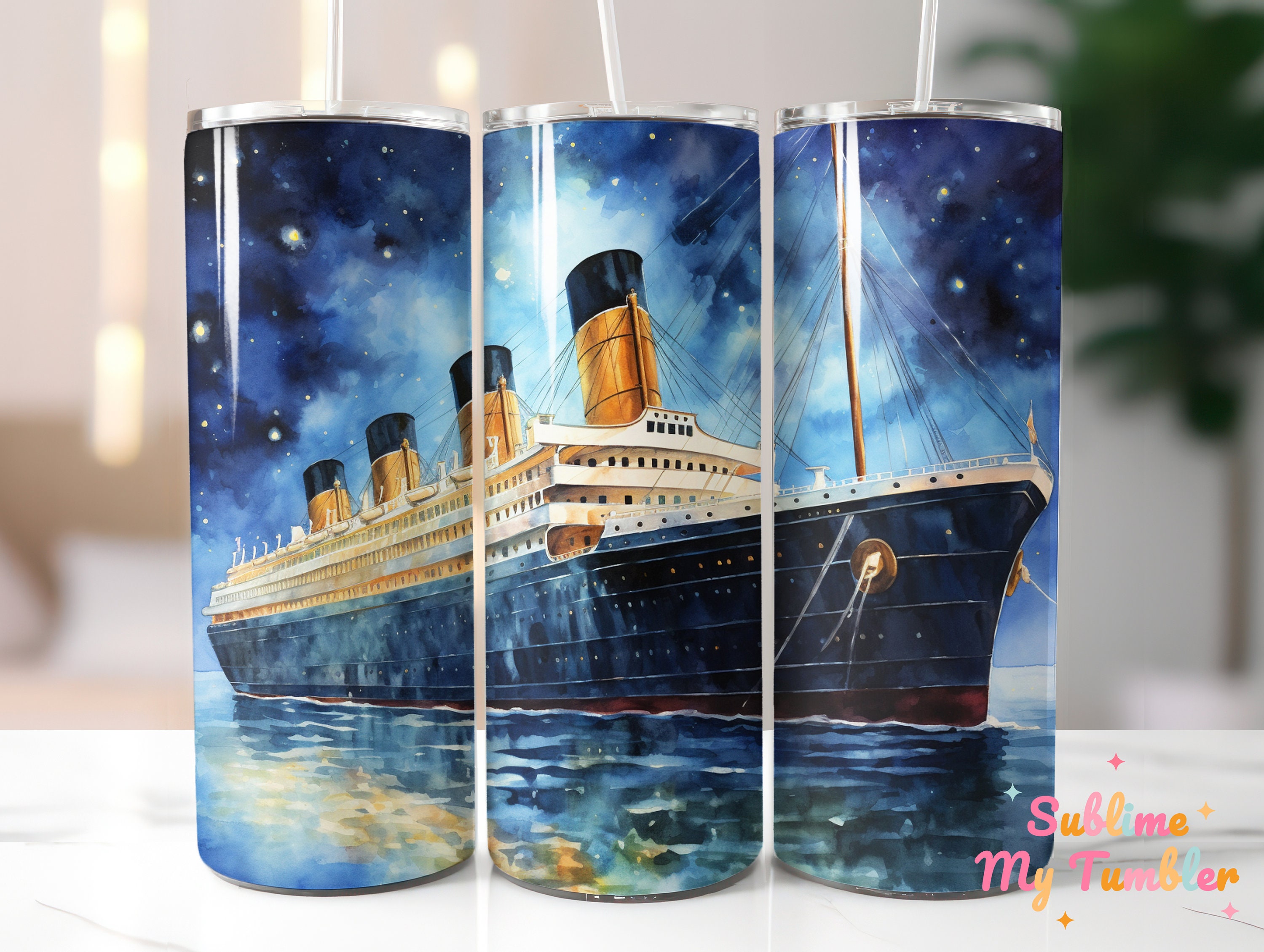 Titanic Tumbler Wrap, Ship Watercolor Tumbler, 20oz Skinny Tumbler ...