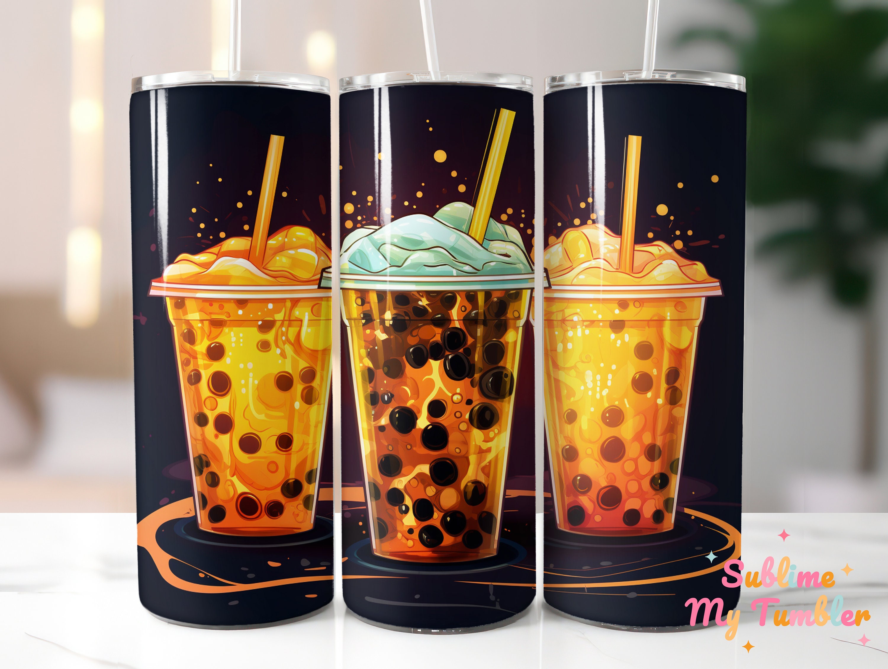 Boba Bubble Tea Tumbler Wrap Milk Tea Drink 20oz Skinny - Etsy