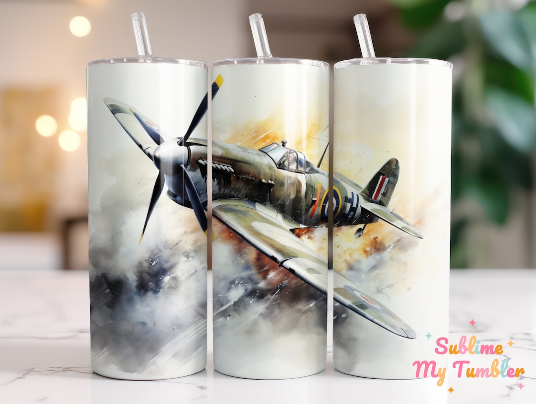 The Supermarine Spitfire Tumbler Wrap Warplane 20oz Skinny Tumbler Sublimation Design Straight ...