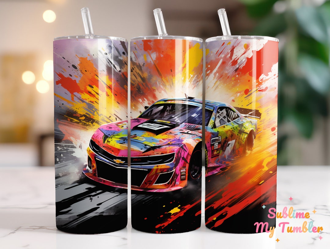 Racing Car Tumbler Wrap: 20oz Skinny Tumbler Sublimation Design ...
