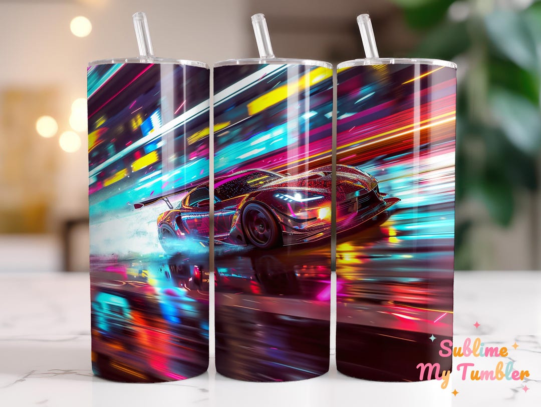 Racing Sports Car Tumbler Wrap: 20oz Skinny Tumbler Sublimation Design ...