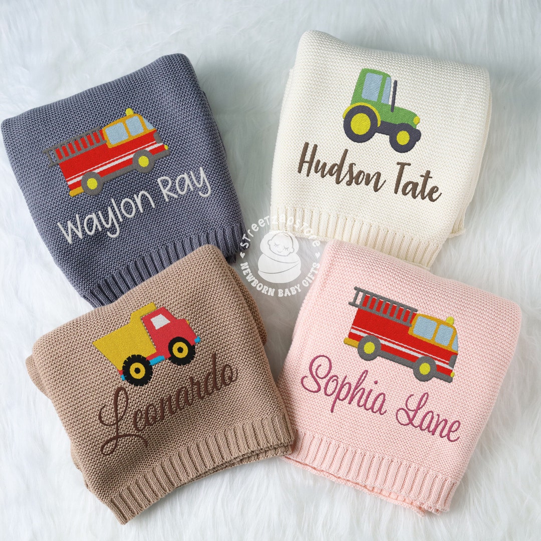 Personalized Baby Blanket, Embroidery Baby Blanket, Custom Truck Baby ...