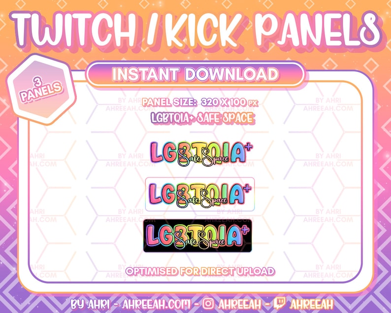 3x LGBTQIA+ Safe Space Twitch / Kick Panel - Etsy