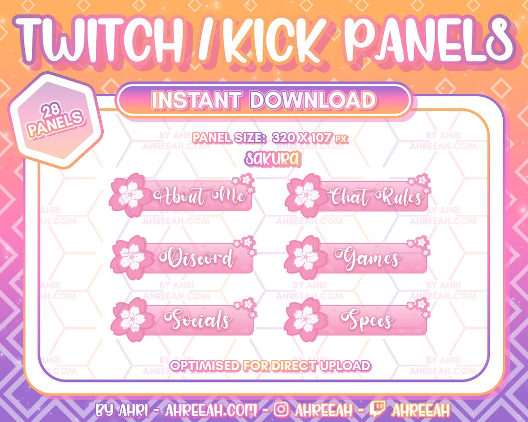 28x Cute Sakura Twitch / Kick Panel Pack - Etsy