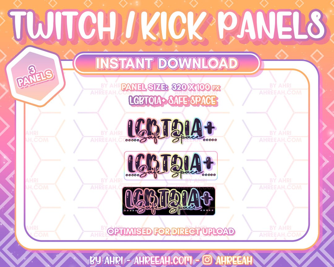 3x LGBTQIA Safe Space Twitch / Kick Panel - Etsy