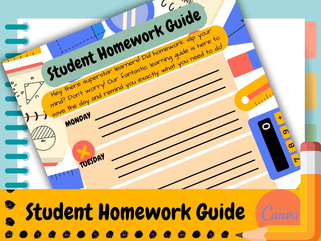 Editable Student Homework Guide, Classroom Management Templates, Class ...