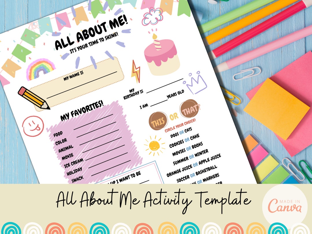 Editable Back to School, All About Me, Printable, Get to Know Me, My ...