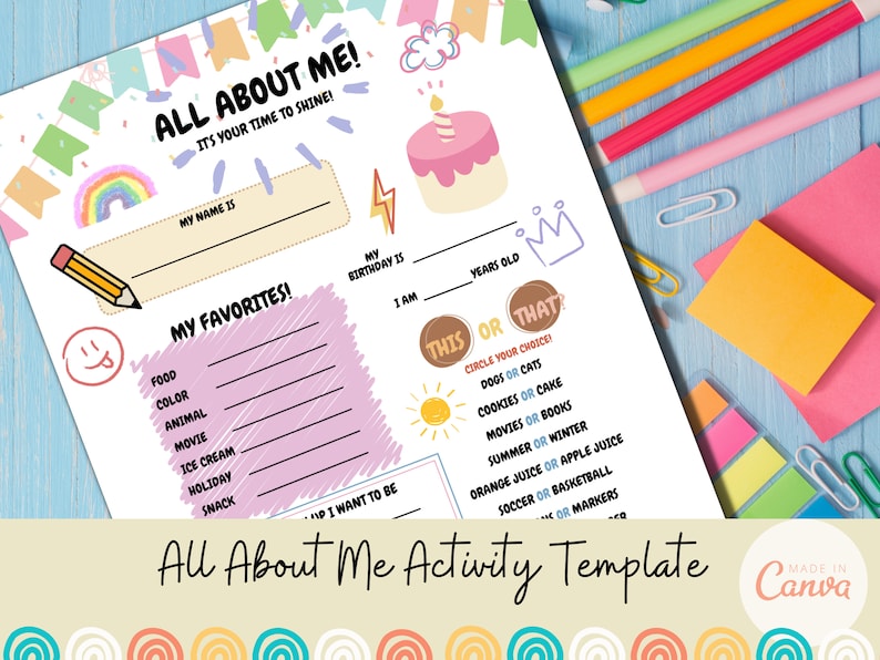 Editable Back to School, All About Me, Printable, Get to Know Me, My ...
