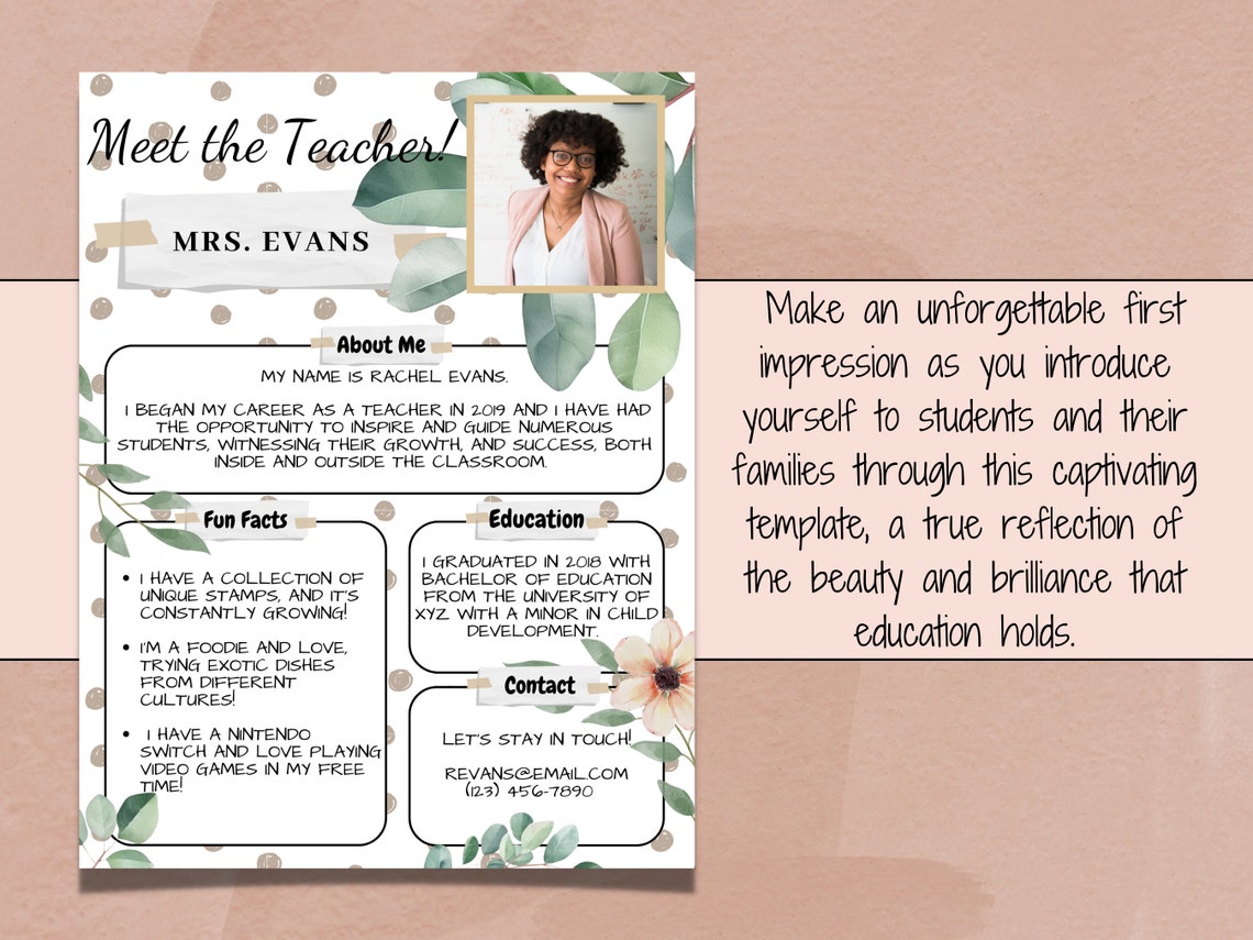 Editable Meet the Teacher Template, Back to School Teacher Template ...